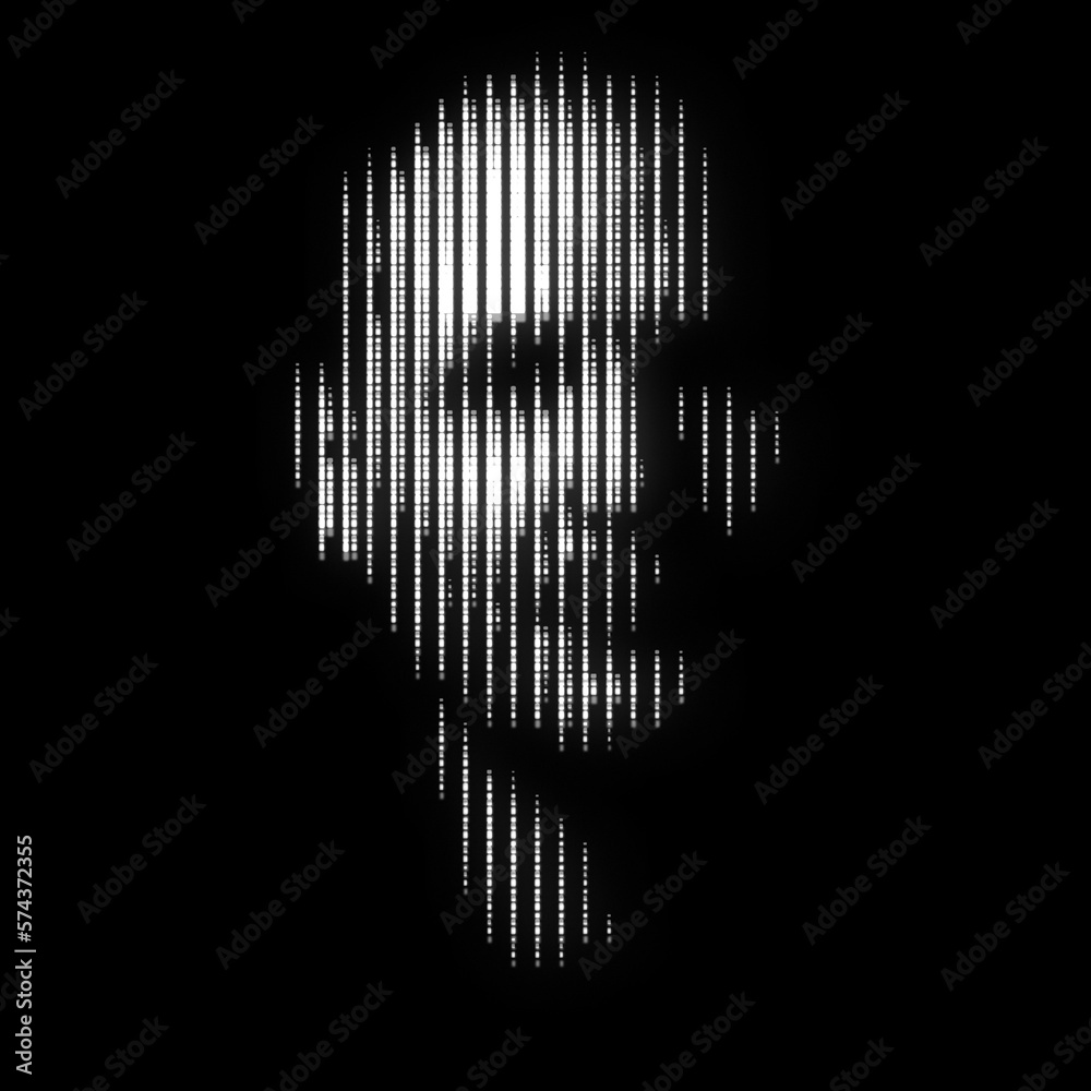 Abstract man face silhouette illustration in halftone black and white ...