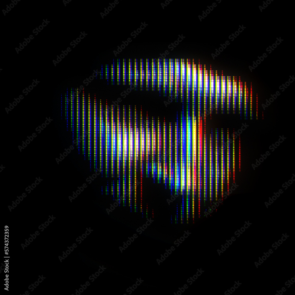 Abstract man face silhouette illustration in halftone black and white ...