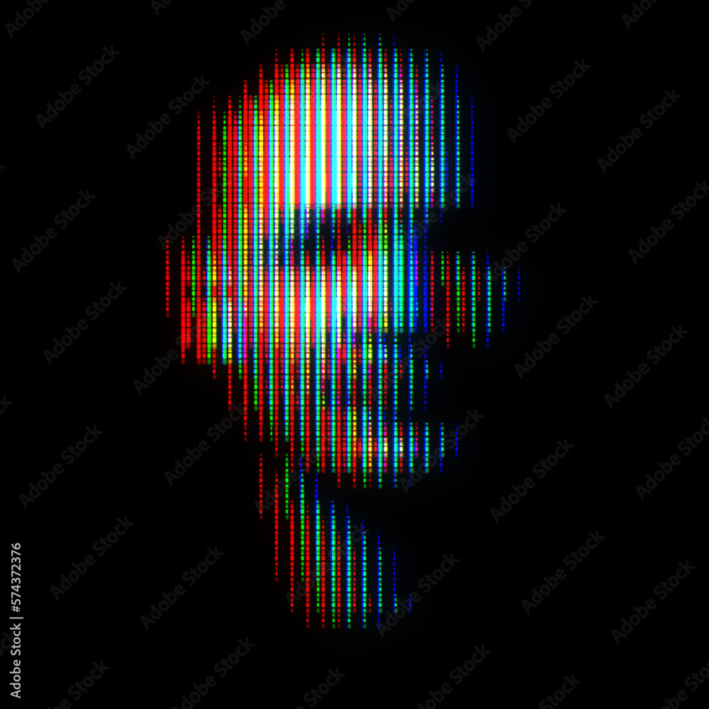 Abstract man face silhouette illustration in halftone black and white ...