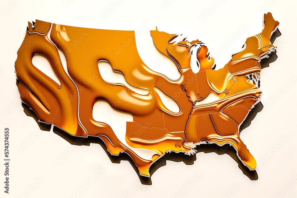 Map of the USA made from oil. Fuel and energy concept. Generative ai ...