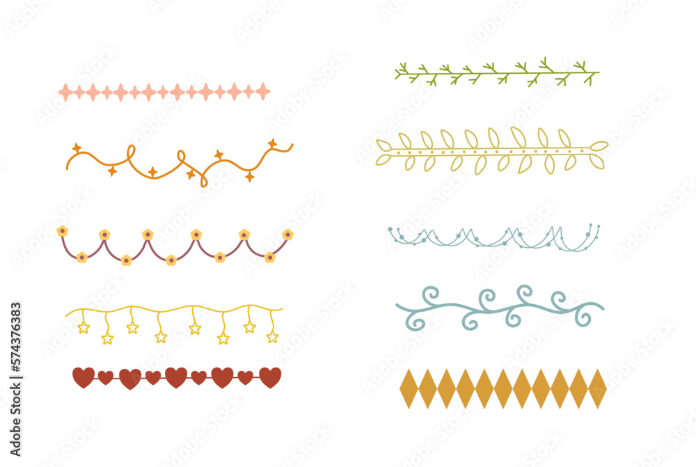 vector set of divider icons. set of cute border Stock Vector | Adobe Stock