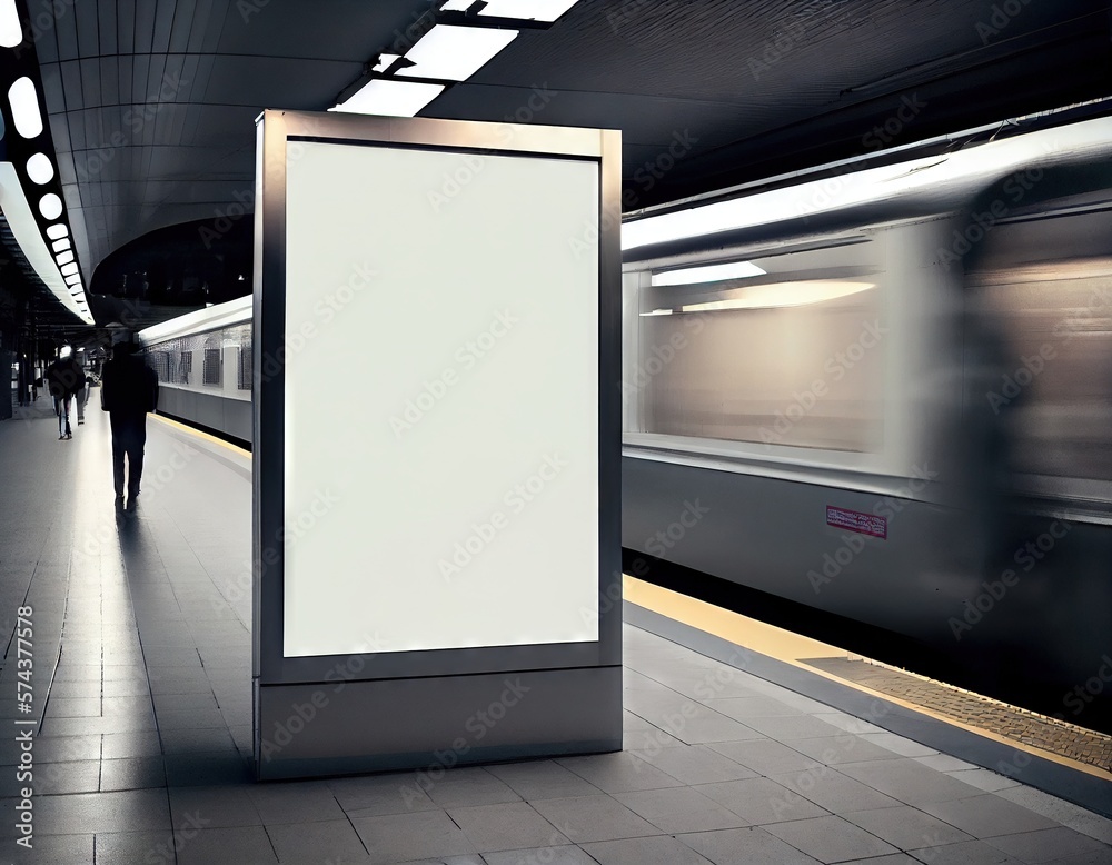 Mock up Poster media template Ads display in NYC Train Subway Station ...