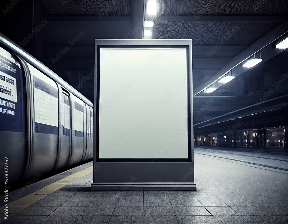 Mock up Poster media template Ads display in NYC Train Subway Station ...