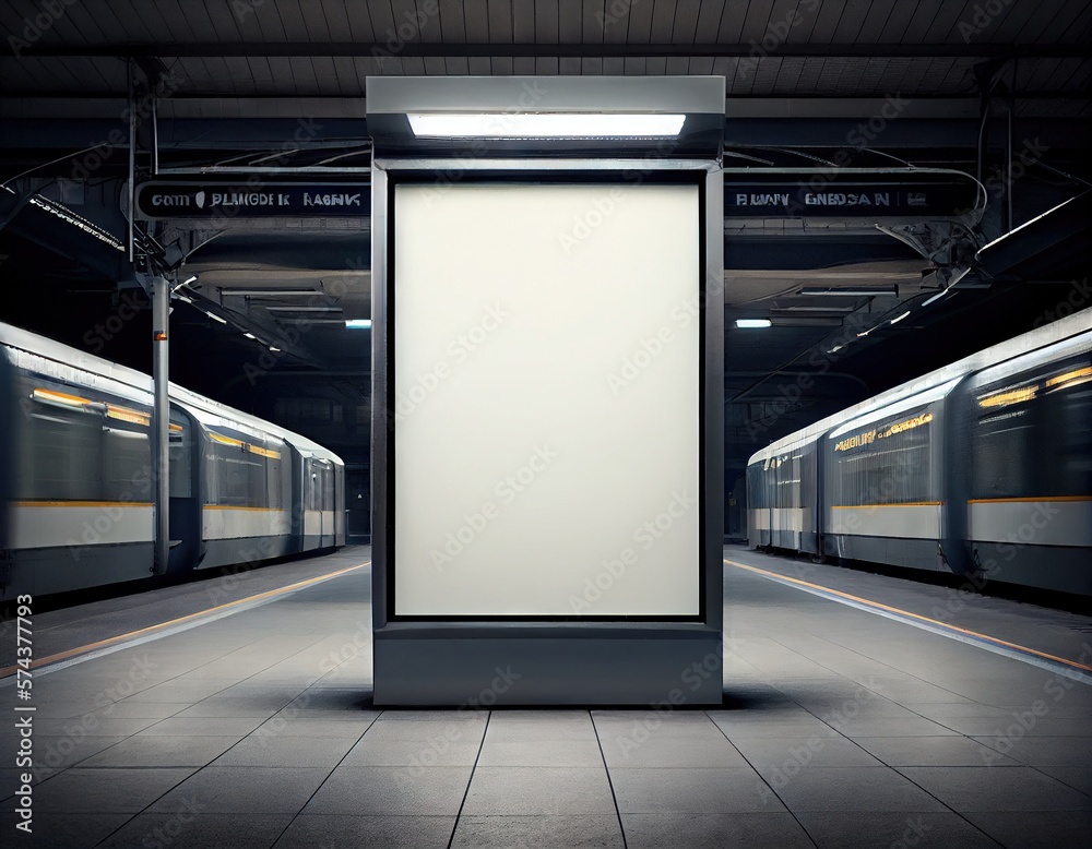 Mock up Poster media template Ads display in NYC Train Subway Station ...