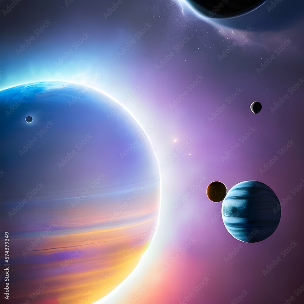 one big planet in space and several more smaller. Space wallpaper ...