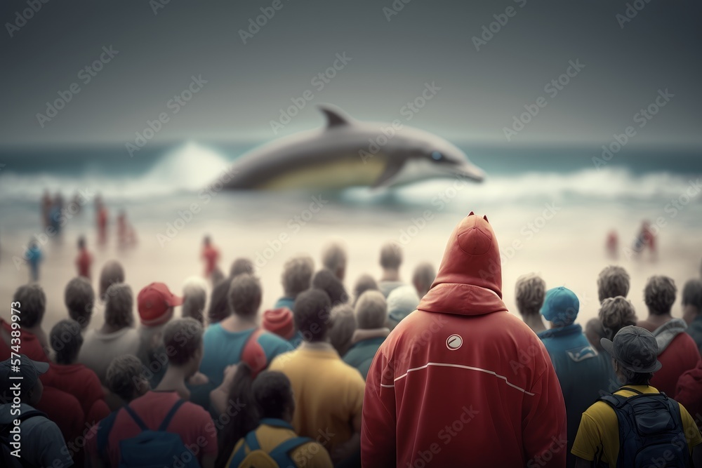 A Lifeguard Dolphin on a Crowded Beach: Immersive 32k VR Experience ...