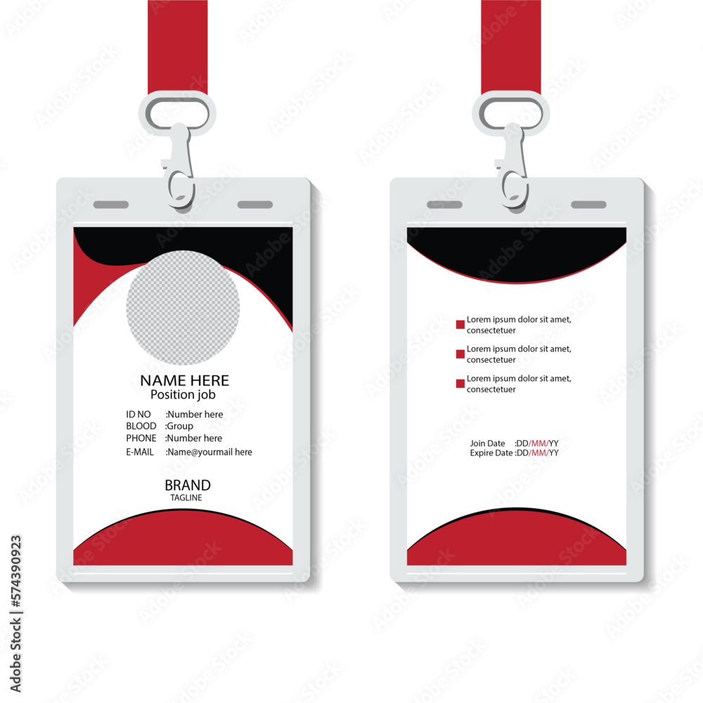 Vector id card template with clasp and lanyard and creative company ...