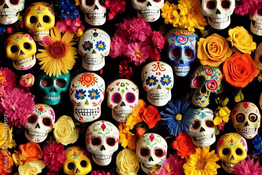 Graceful candy Calaveras. Picture for Day of the Dead Skulls. Dia de ...