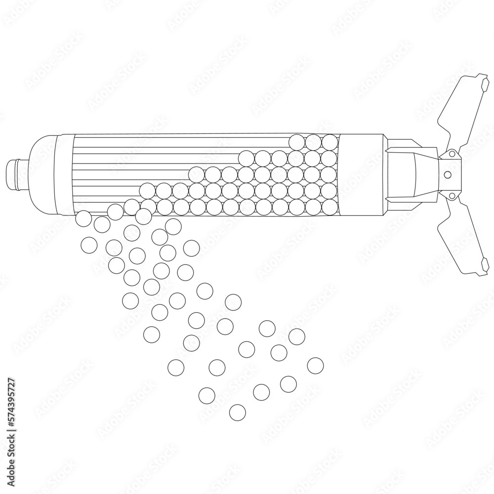 Vektorová grafika „cluster munition, cluster bomb, submunition bomb a ...