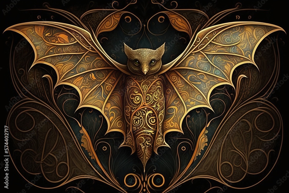 Bat in an amazing painting art visual, perfect for print and poster ...