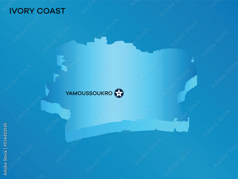 ivory coast 3D Isometric map with Capital Mark Yamoussoukro Vector ...