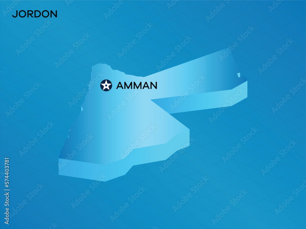 Jordon 3D Isometric map with Capital Mark Amman Vector Illustration ...