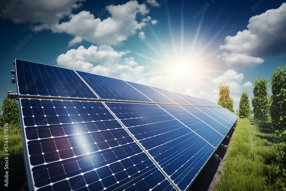 Placas solares, paneles fotovoltaicos recibiendo luz del sol. Energía ...