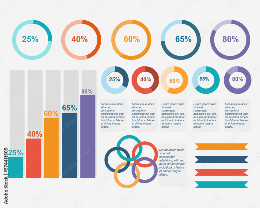 Infographic percentages graph and circle chart background. Stock Vector ...