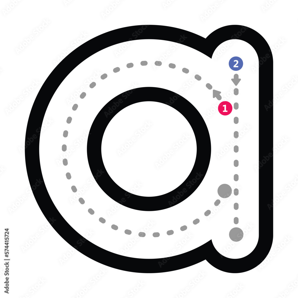 Tracing Alphabet letter a lowercase prewriting dotted line element for ...