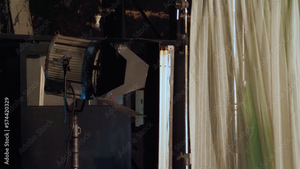 Film light for video production camera in studio set. Use as studio ...