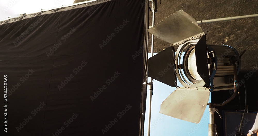 Film light for video production camera in studio set. Use as studio ...