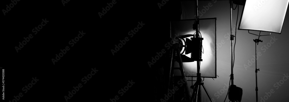 Film light for video production camera in studio set. Use as studio ...