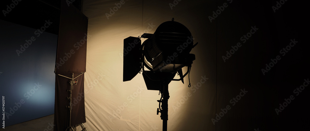 Film light for video production camera in studio set. Use as studio ...