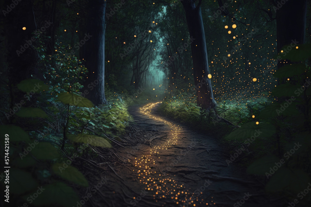 Road in magic forest. Illustration AI Generative Stock Illustration ...