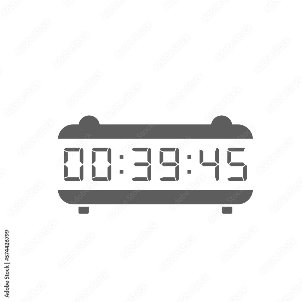 LED digital clock number isolated. Electronic figures for counter or ...