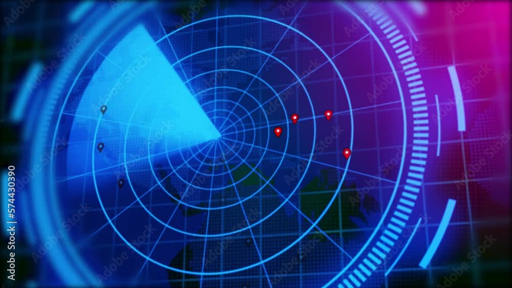 Futuristic Radar Screen Display Animation On blue and pink Background ... Futuristic Radar Screen Display Animation On blue and pink Background ...
