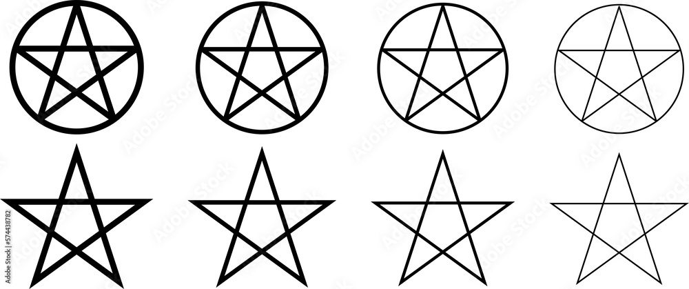Pentagram icons set. Esoteric symbols. PNG image Stock Illustration ...