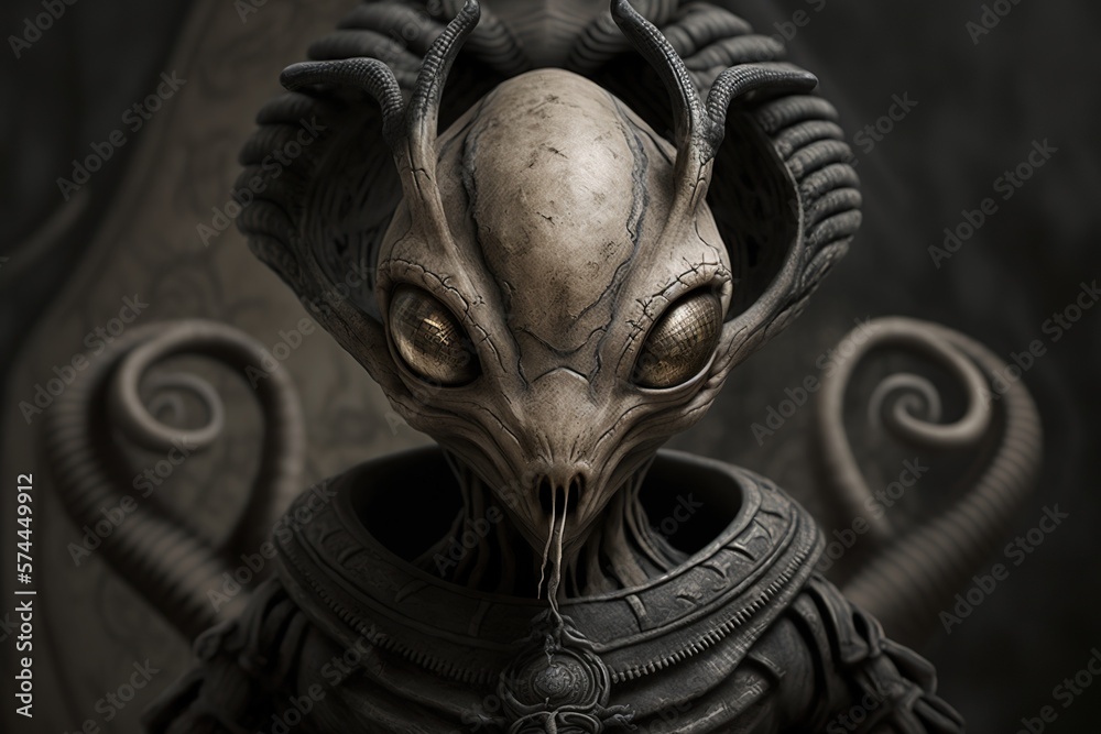 Alien in gothic style, studio lighting, neutral background, concept of ...