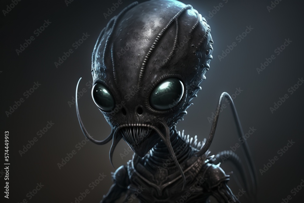 Alien in gothic style, studio lighting, neutral background, concept of ...