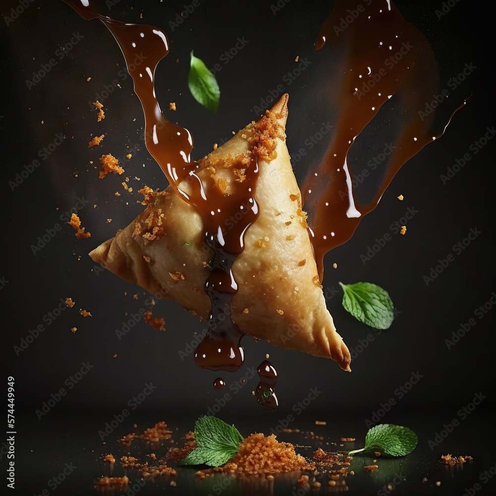Indian Street Food Samosa. Crispy And Spicy Triangle Shape Snack ...