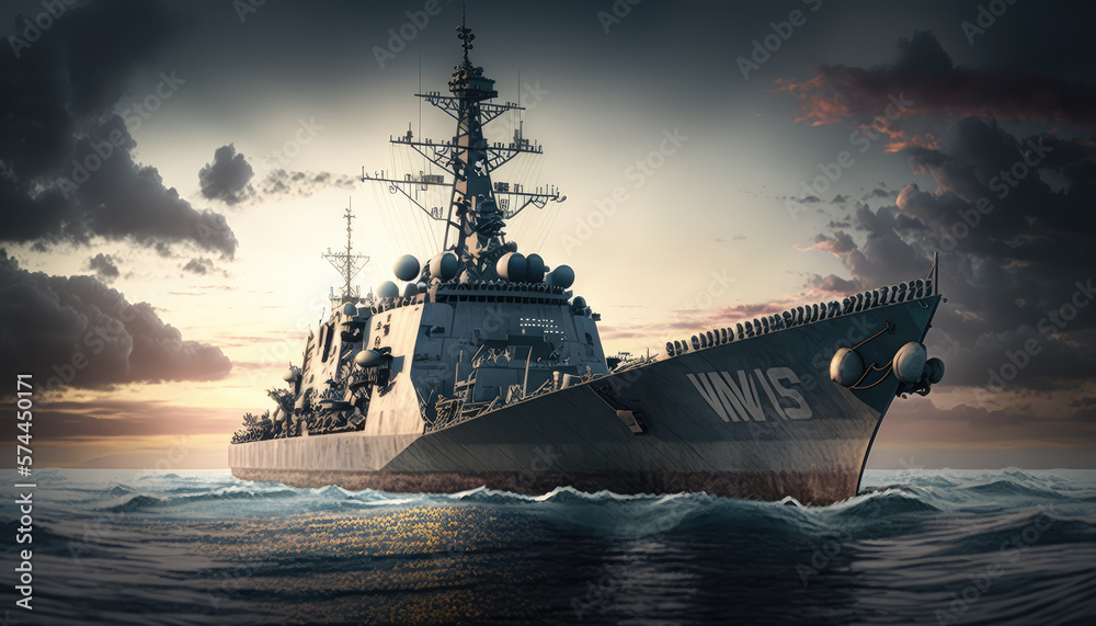 Photo & Art Print A highly-detailed illustration of a US destroyer ...