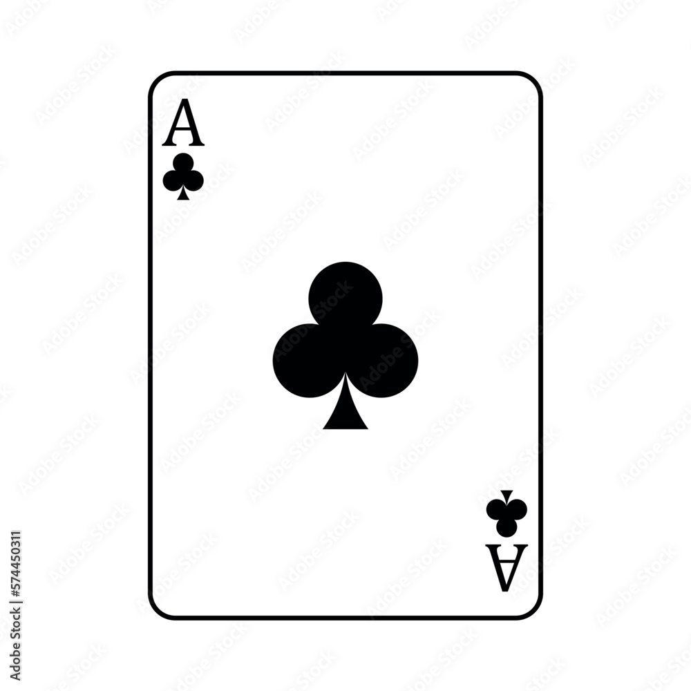 Ace of Clubs playing card, vector illustration isolated on white Stock Vector | Adobe Stock