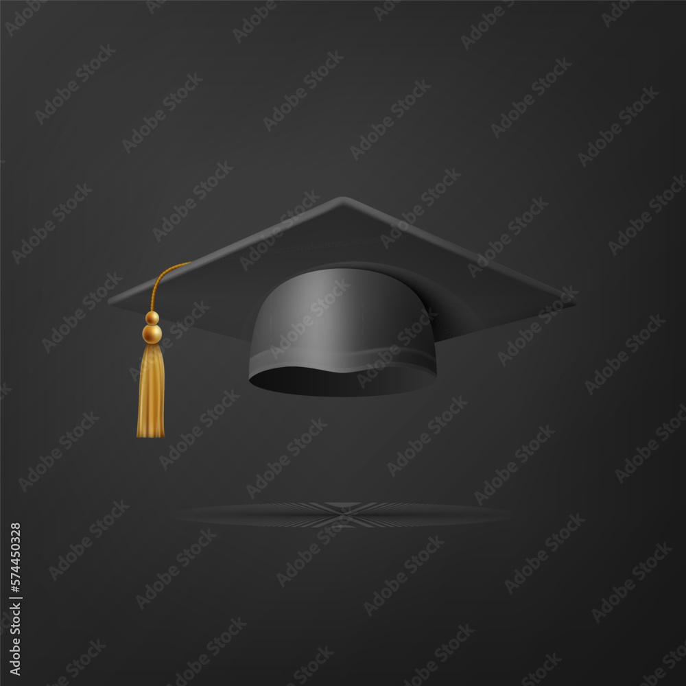 Vector 3d Realistic Black Graduate College, High School, University ...