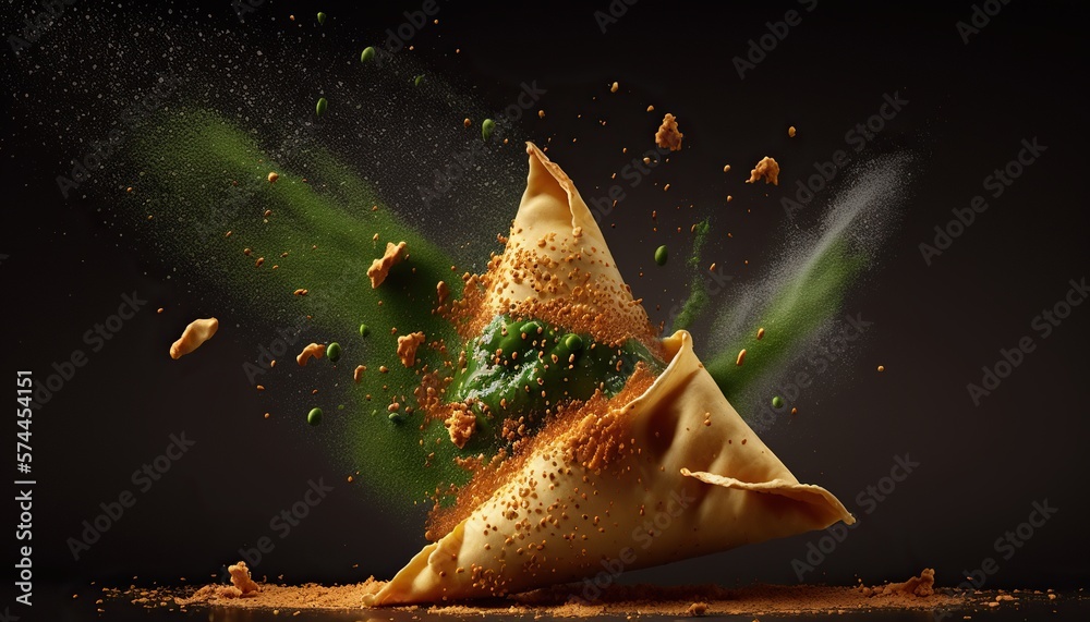 Indian Street Food Samosa. Crispy And Spicy Triangle Shape Snack ...