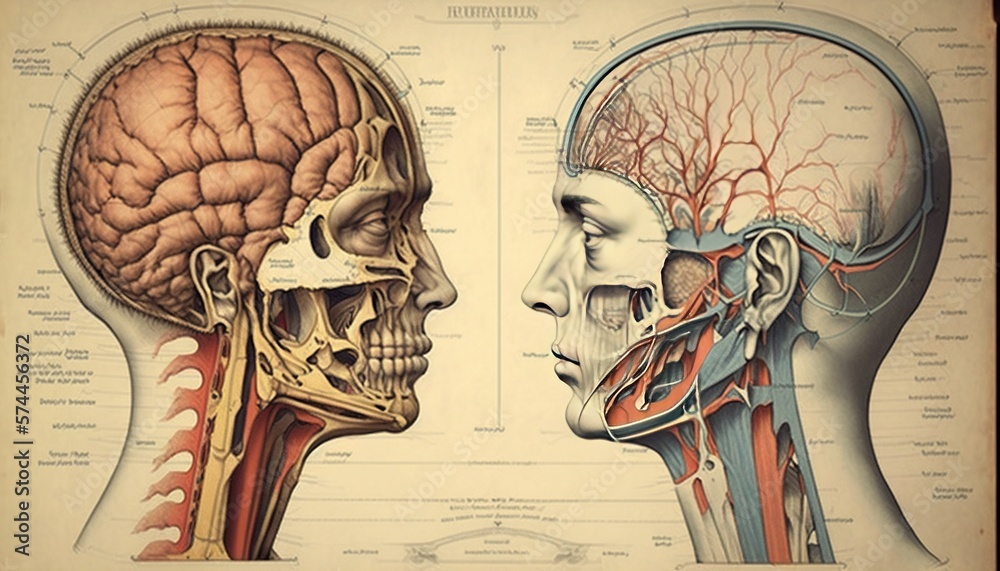 human head anatomy muscles - Illustration of a human head, skull ...