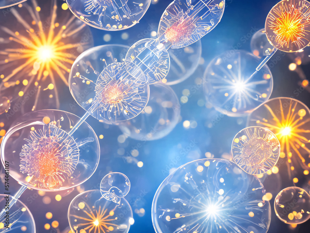 Colorful Cells Representing Biological Data Genomics Biochemistry Research Concept Created