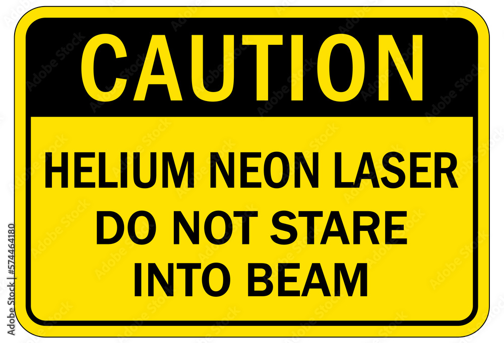 Helium chemical hazard sign and labels helium neon laser. Do not stare ...