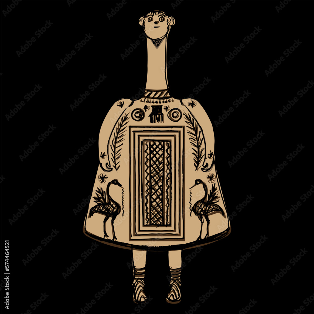 Bell idol from Thebes, Boeotia. Ancient Greek figurine of a goddess ...