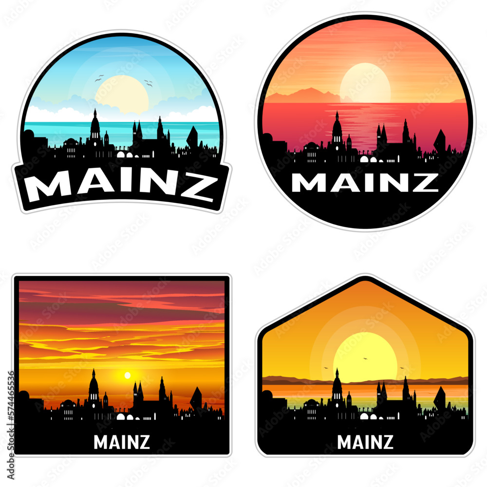 Mainz Germany Skyline Silhouette Retro Vintage Sunset Mainz Lover ...
