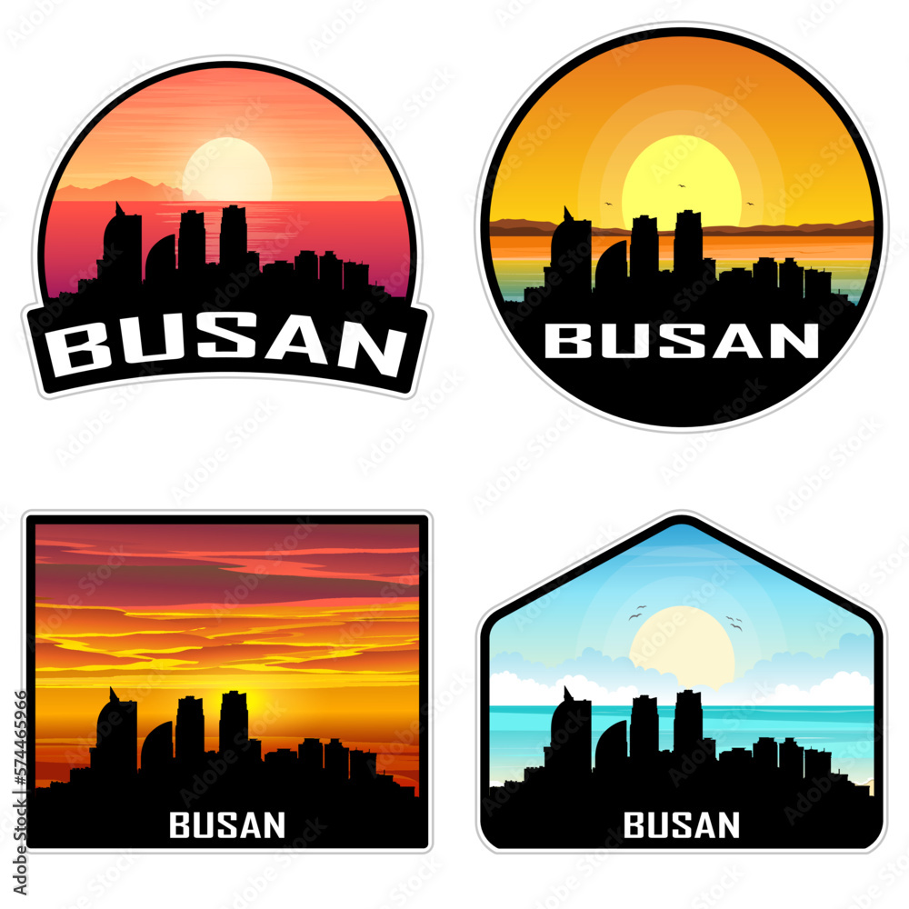 Busan South Korea Skyline Silhouette Retro Vintage Sunset Busan Lover ...