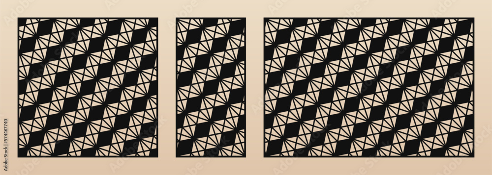 Decorative panels for laser cutting. Cutout silhouette with abstract ...