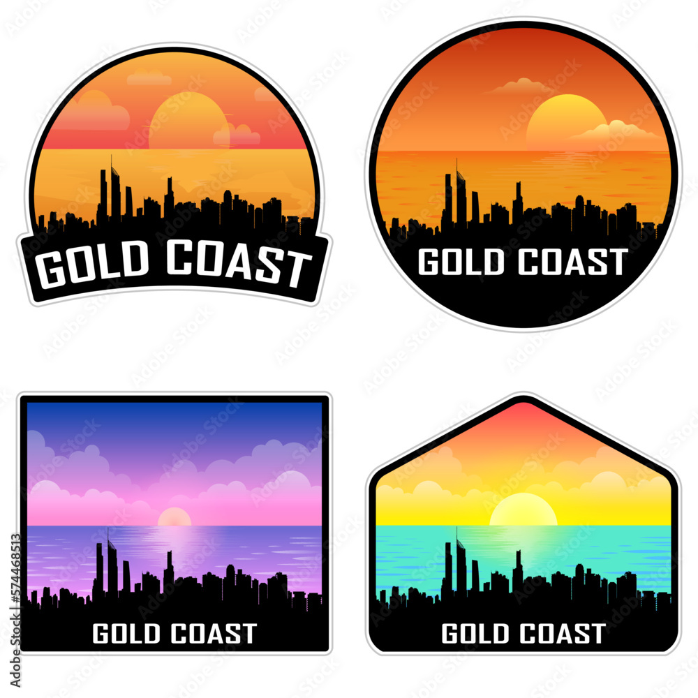 Gold Coast Australia Skyline Silhouette Retro Vintage Sunset Gold Coast ...