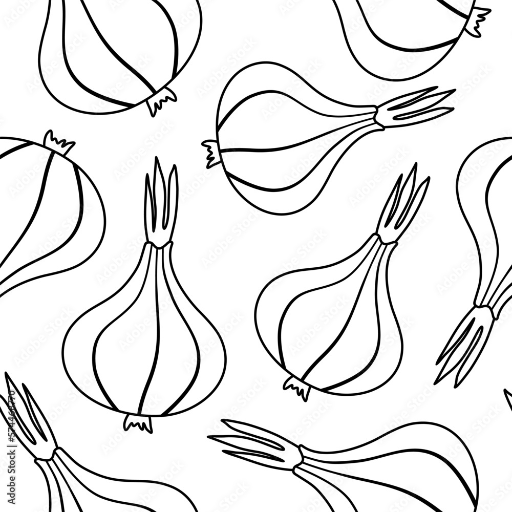 Seamless vector doodle pattern with onion. Texture for textile, paper ...