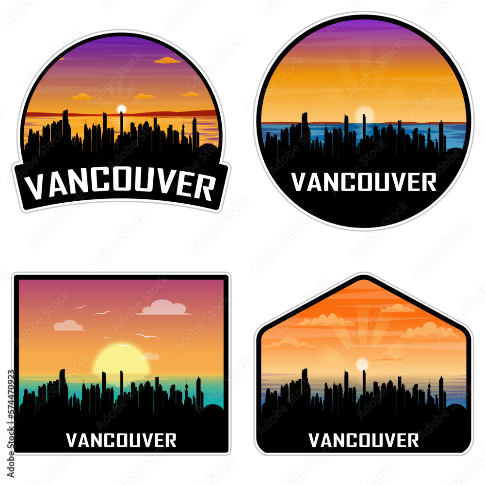 Vancouver Canada Skyline Silhouette Retro Vintage Sunset Vancouver ...