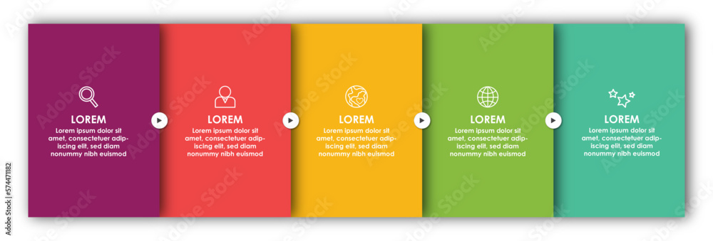 Business infographic process with blocks template design with icons and ...