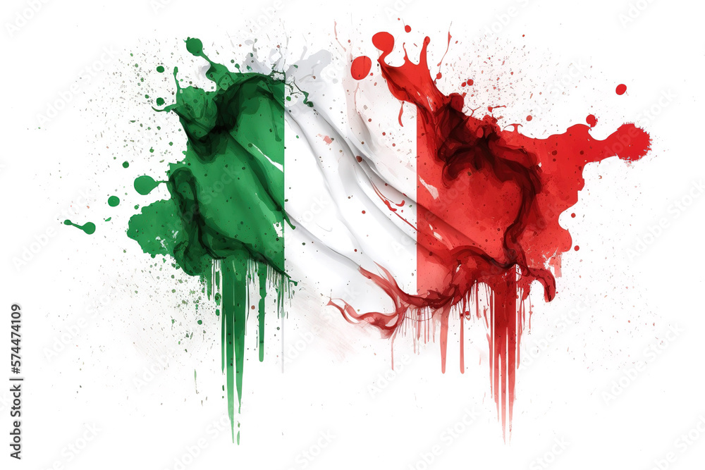 An Illustration of an Expressive Watercolor Painted Italy Flag With an ...