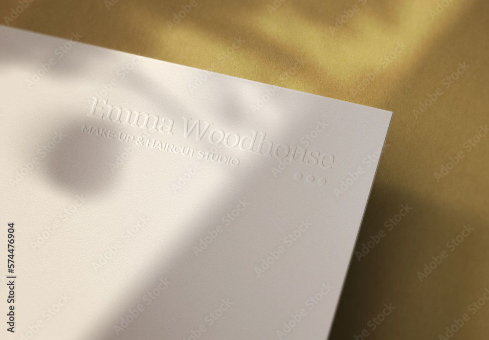 Logo Mockup Embossed Debossed Paper Textrure Template Effect Stock ...