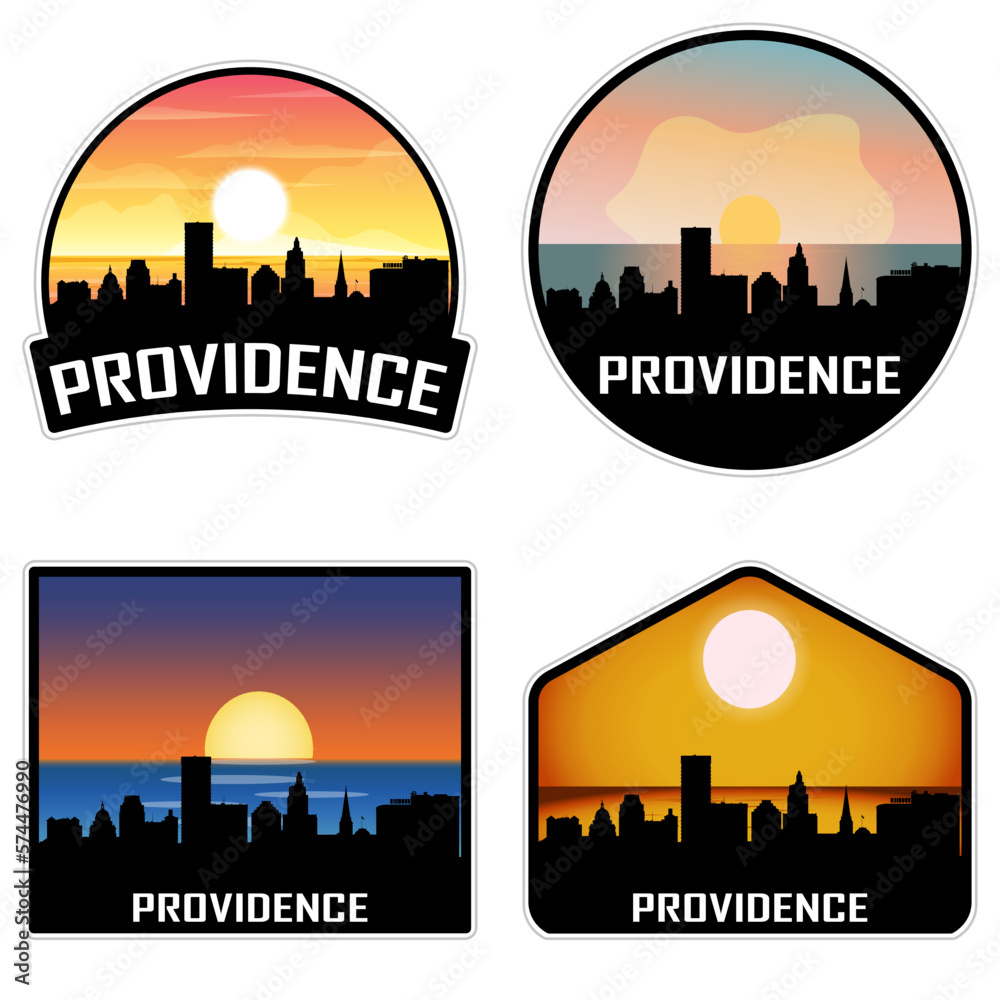 Providence Rhode Island USA Skyline Silhouette Retro Vintage Sunset ...