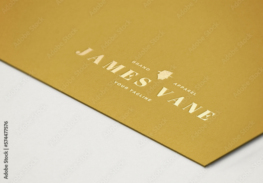 Logo Mockup Gold Hot Foil Paper Textrure Template Effect Stock Template ...
