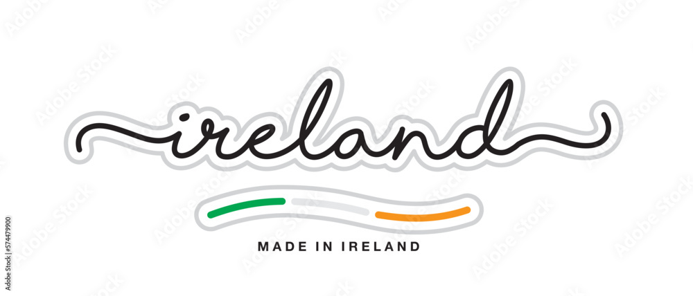 Made in Ireland, new modern handwritten typography calligraphic logo ...